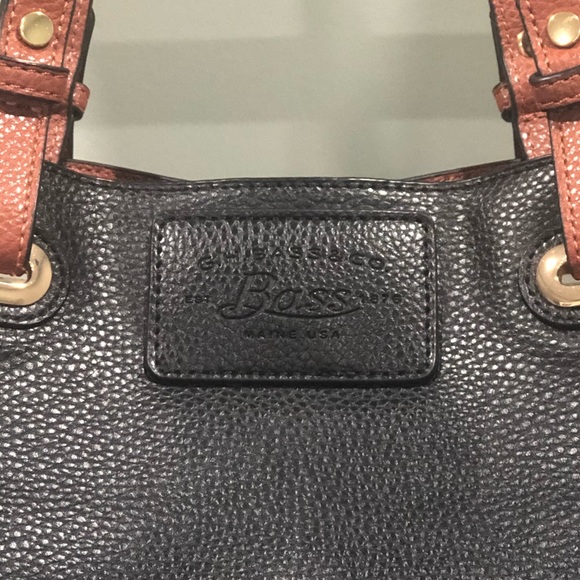 G.H. Bass & Co. | Bags | G H Bass And Co Black And Tan Pebble Tote Bag ...